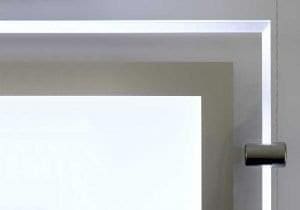 Cable suspended Glow-Edge LED Light Pockets for window info-posters